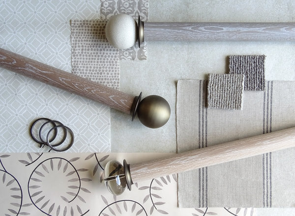 Real Solid Tracked Wooden Tawny Oak Curtain Pole 50mm | Walcot House